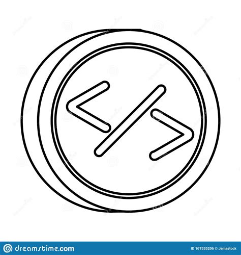 Programming Symbols In Button Icon Stock Vector Illustration Of Format Data