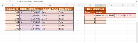 How To Use Large Function With Vlookup Function In Excel