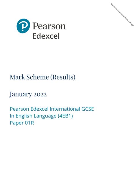 Pearson Edexcel Mark Scheme Results January Pearson Edexcel International GCSE In English