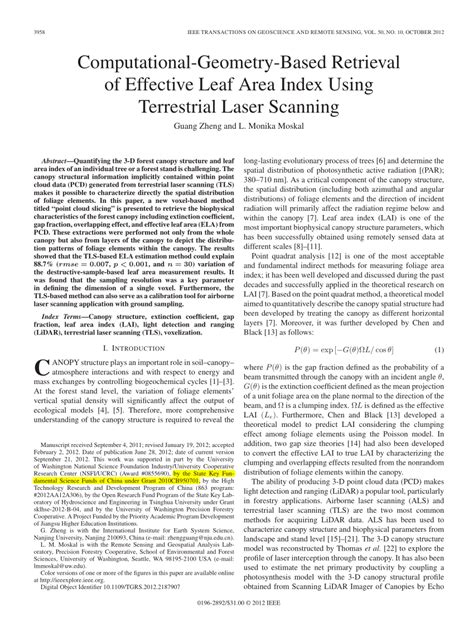 Pdf Computational Geometry Based Retrieval Of Effective Leaf Area