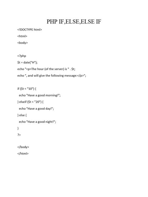 Php If Else Else If Pdf
