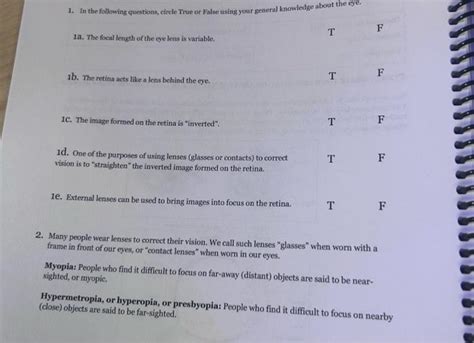 Solved 1 In The Following Questionk Circle True Or False
