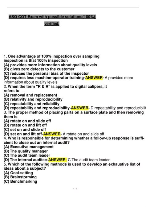 Asq Cqt Exam Questions With Correct Answers Asq Cqt Stuvia Us