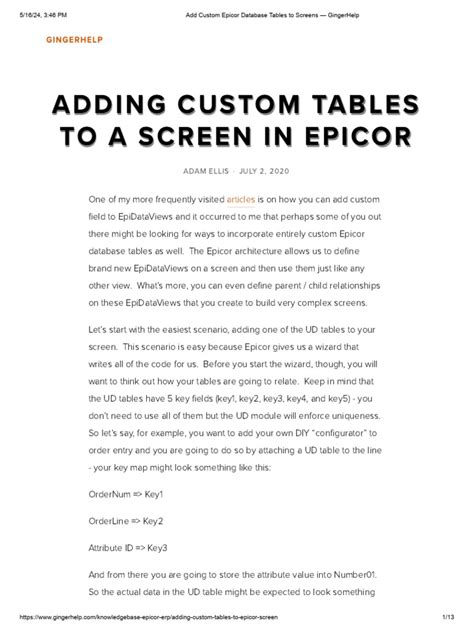 10 Add Custom Epicor Database Tables To Screens Gingerhelp Pdf Databases Enterprise