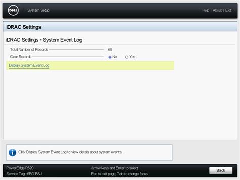 error messages in the poweredge server system event log and how to view