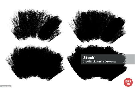 손으로 그린 브러쉬 스트로크 배경에 대 한 얼룩의 벡터 집합입니다 흑백 디자인 요소 집합입니다 한 색상 흑백 예술 손으로 그린 배경 곡초류에 대한 스톡 벡터 아트 및 기타