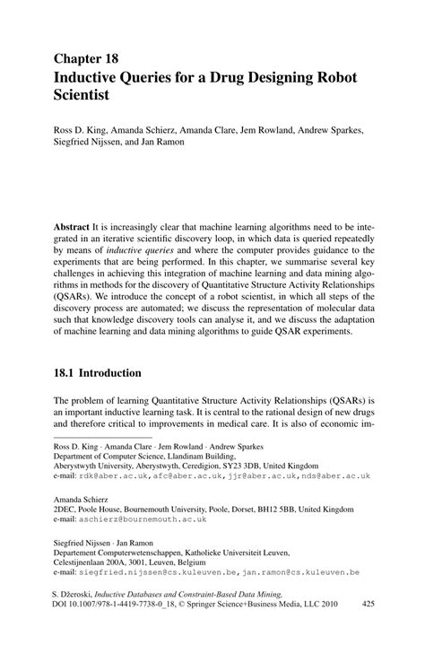 Pdf Inductive Queries For A Drug Designing Robot Scientist