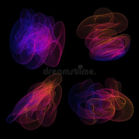 Set Collection Of Abstract Linear Objects Design Element Stock