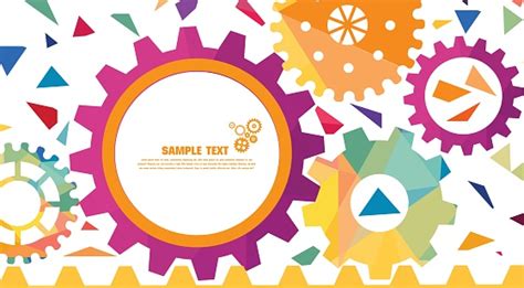 기하학적 인 다채로운 기어 휠과 추상 테크노 기어 배경 3차원 형태에 대한 스톡 벡터 아트 및 기타 이미지 3차원 형태