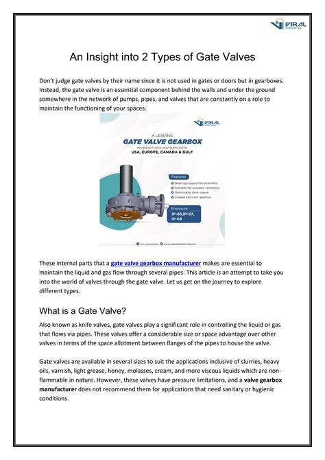 2 Types Of Gate Valves Explained By Viral Industries Issuu