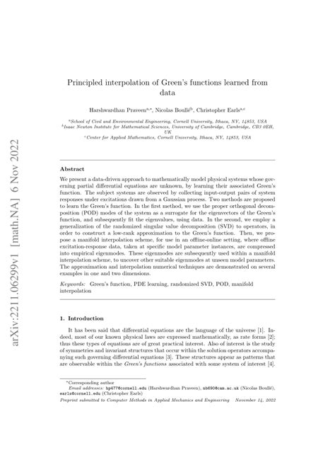 Pdf Principled Interpolation Of Green S Functions Learned From Data