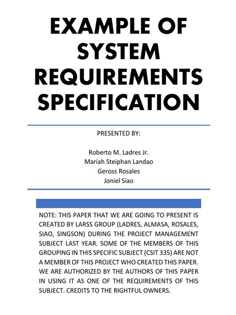 System Requirements Specification Pdf