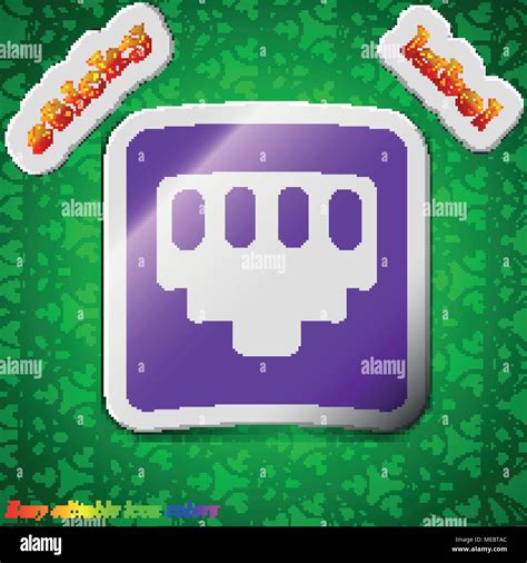 Cable Rj45 Patch Cord Icon Sign Symbol Chic Colored Sticky Label On Green Background Vector