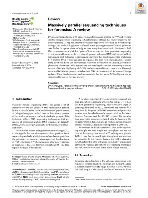 Pdf Massively Parallel Sequencing Techniques For Forensics A Review