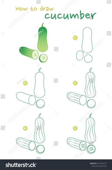 How Draw Cucumber Vector Illustration Draw Stock Vector Royalty Free Shutterstock
