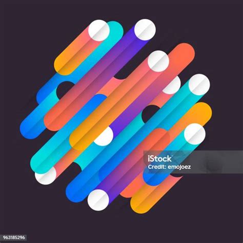 다양 한 대각선 리듬에 둥근된 모양 라인 색깔 동적 구성의 벡터 그림입니다 모션 그래픽 기하학적 요소입니다 개념에 대한 스톡 벡터 아트 및 기타 이미지 Istock