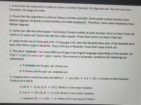 Solved 1 Prove That This Argument Is Valid Xor Show A
