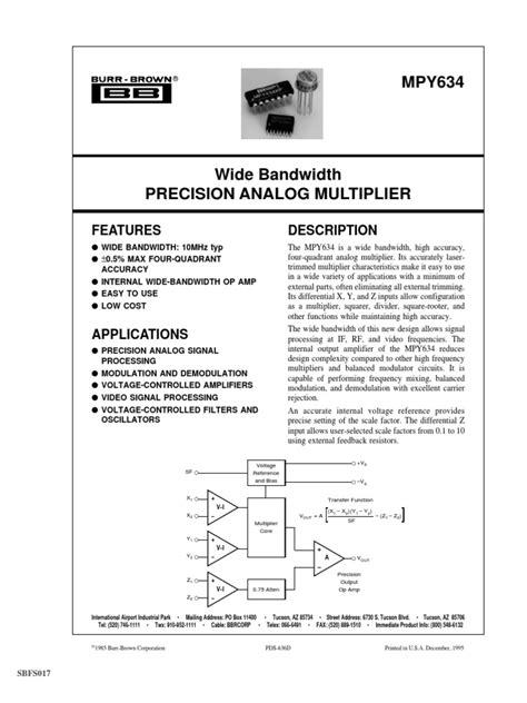 Mpy634 Download Free Pdf Amplifier Operational Amplifier