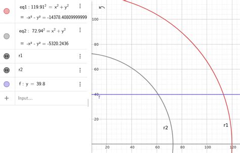 trigonometry offset intersection of two circles mathematics stack