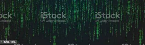 Matrix Background Green Falling Digits Zero And One Running Numbers Wide Binary Backdrop With