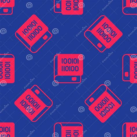 Red Books About Programming Icon Isolated Seamless Pattern On Blue