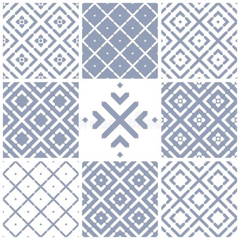 Set Of Seamless Geometric Checked Patterns Stock Vector Illustration