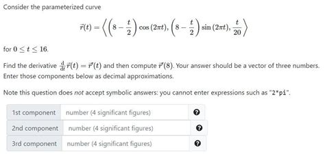 Solved Consider The Parameterized Curve Rt 8 Cos