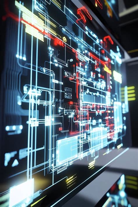 Cad Rendering Of A Futuristic Smart Power Grid Displayed On A High Tech