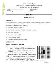 EET LAB Logic Circuits F Rev Docx Centennial College ELECTRICAL ENGINEERING