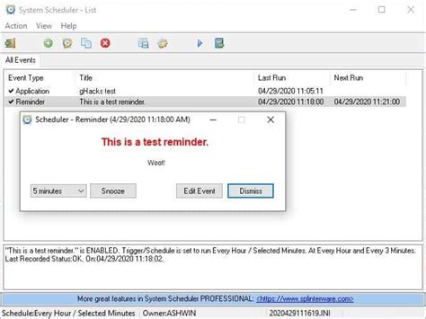 Set Reminders Automate Programs To Run At Defined Times With System Scheduler GHacks Tech News