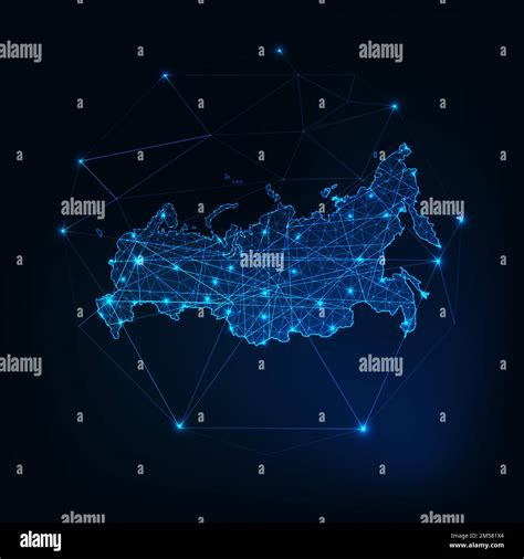 Russia Glowing Network Map Outline Communication Connection Concept Modern Futuristic Low