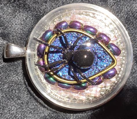 Real Black Widow Spider Pendant Necklace Gothic Jewelry Purple Etsy