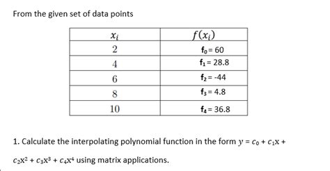 [solved] from the given set of data points xi f xi 2 fo 60 f1