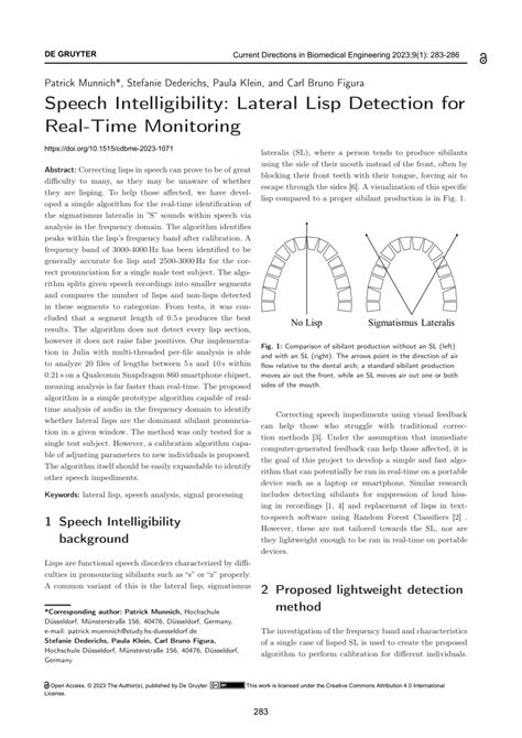 Pdf Speech Intelligibility Lateral Lisp Detection For Real Time