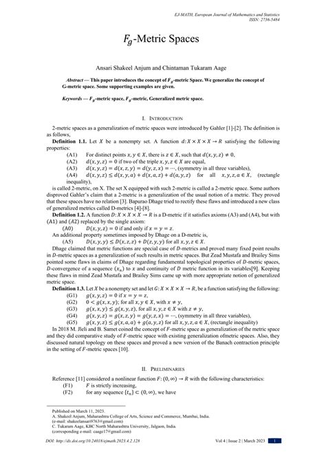 pdf fg metric spaces