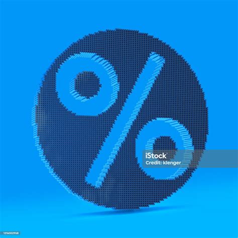 파란색 배경에서 격리된 픽셀 아트 백분율 아이콘입니다 3d 렌더링 0명에 대한 스톡 사진 및 기타 이미지 0명 3차원 형태 개념 Istock