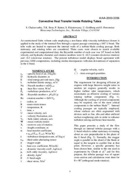 Pdf Convective Heat Transfer Inside Rotating Tubes