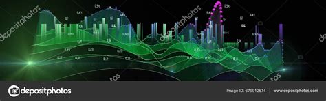 Abstract Background Waving Wireframe Grid Color Spheres Data Lines Dark