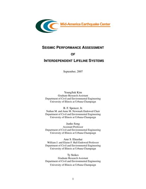 Pdf Seismic Performance Assessment Of Interdependent Lifeline Systems