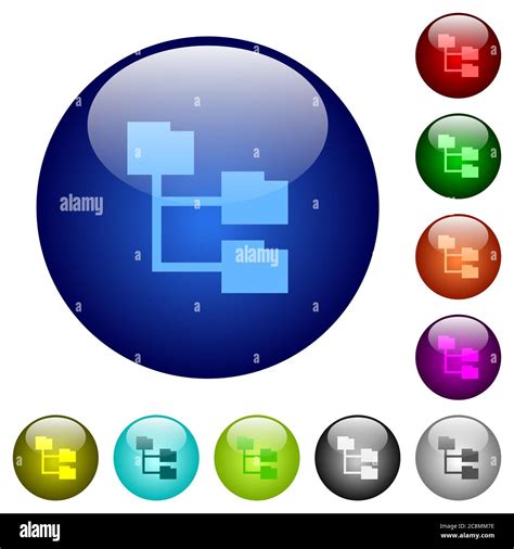 set of color folder structure web buttons arranged layer structure