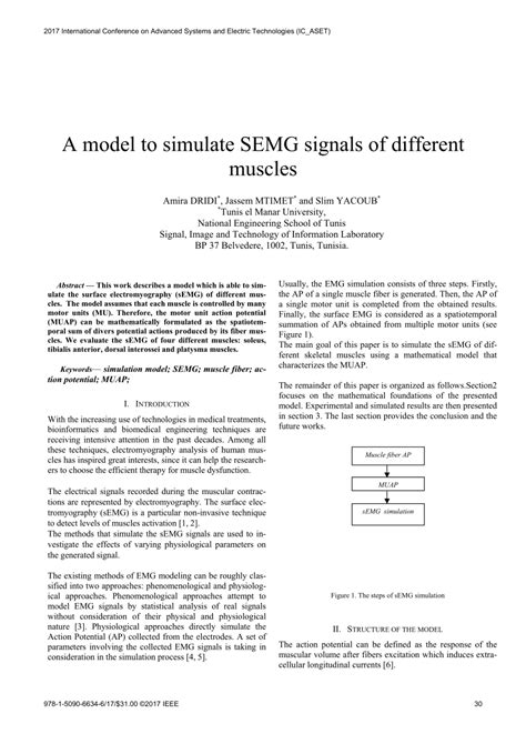Pdf A Model To Simulate Semg Signals Of Different Muscles