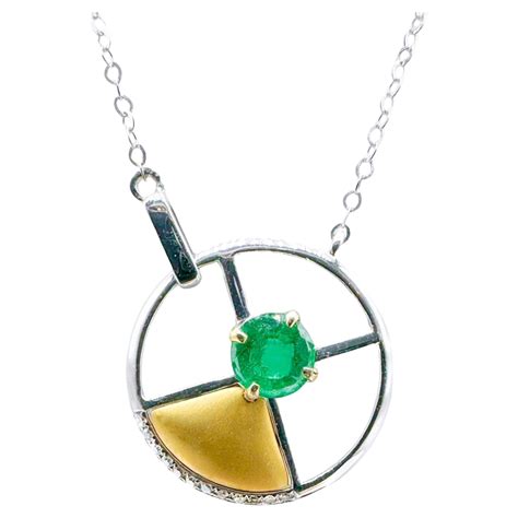 18k Gold Emerald And Diamond Pendant Necklace For Sale At 1stdibs