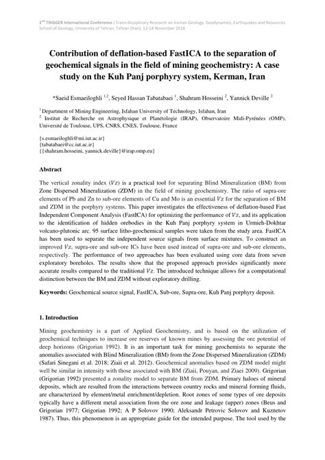 Pdf Contribution Of Deflation Based Fastica To The Separation Of Geochemical Signals In The
