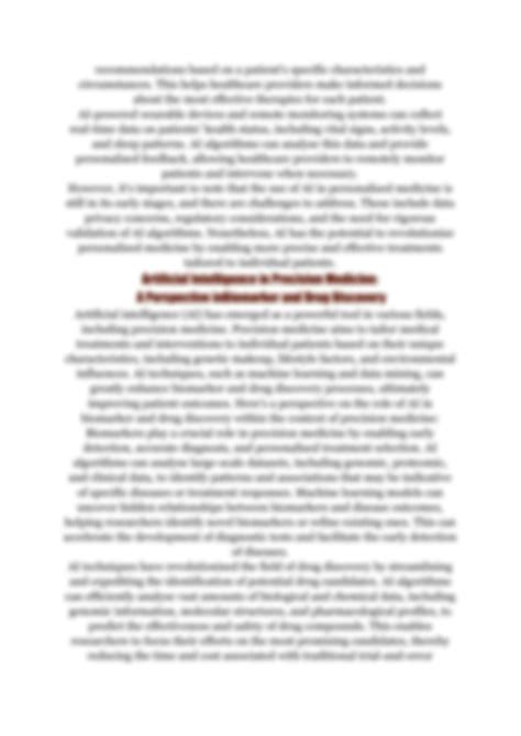 Solution Practical Applications Of Artificial Intelligence For Disease Prognosis And Management