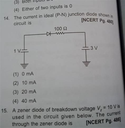 the current in ideal p n junction diode shown in circuit is [ncert pg