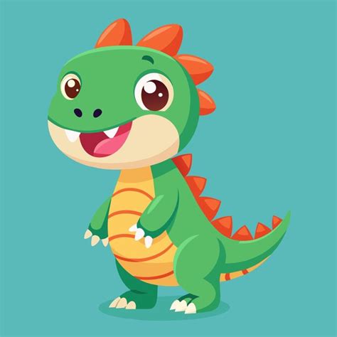 초록색 배경을 가진 드래곤의 만화 이미지 프리미엄 벡터