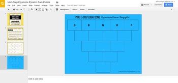 Multi Step Equations Pyramid Sum Puzzle DIGITAL VERSION For Google Slides