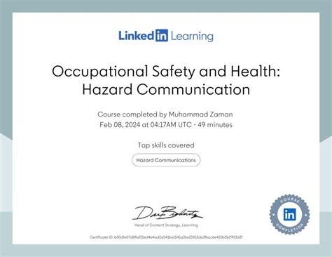 muhammad zaman idip nebosh on linkedin certificate of completion