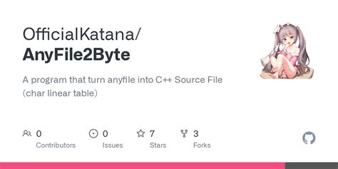 GitHub OfficialKatana AnyFile Byte A Program That Turn Anyfile Into C Source File Char