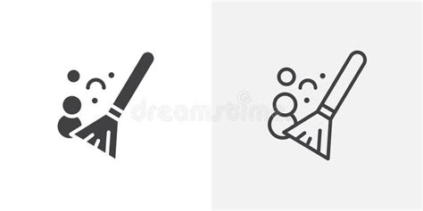 Sweepingline In Thin Line Black Color Flat Simple Vector Symbols Illustration Stock Vector